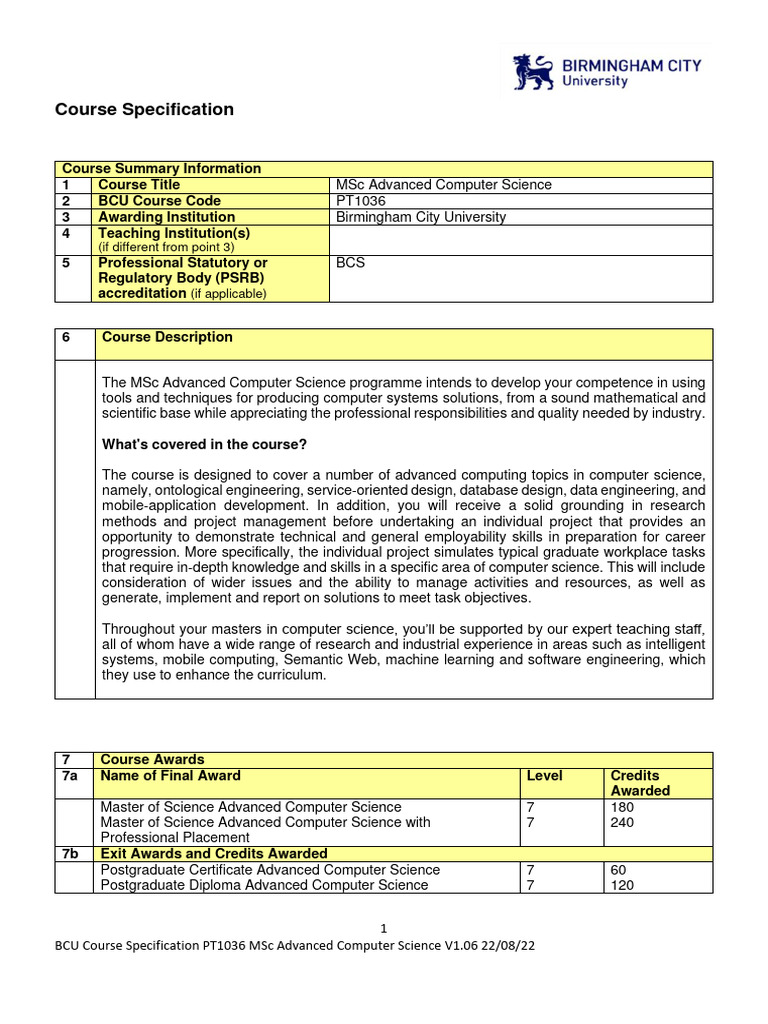pt1036 MSC Advanced Computer Science 22 23 133060012119889757 | PDF | Computer Science | System