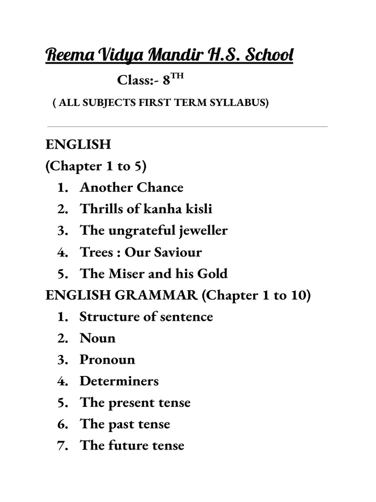 8th Grade First Term Syllabus Overview | PDF | Foreign Language Studies ...
