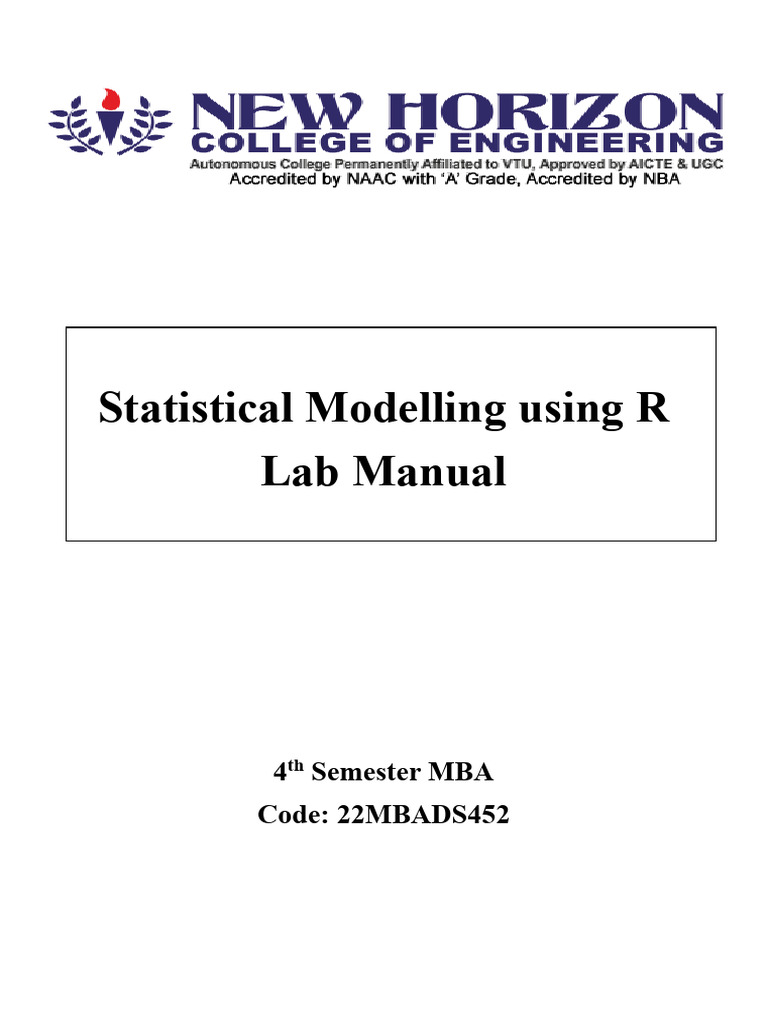 Statistical Modeling Using R - Lab Manual | PDF | Regression Analysis | Analysis Of Variance