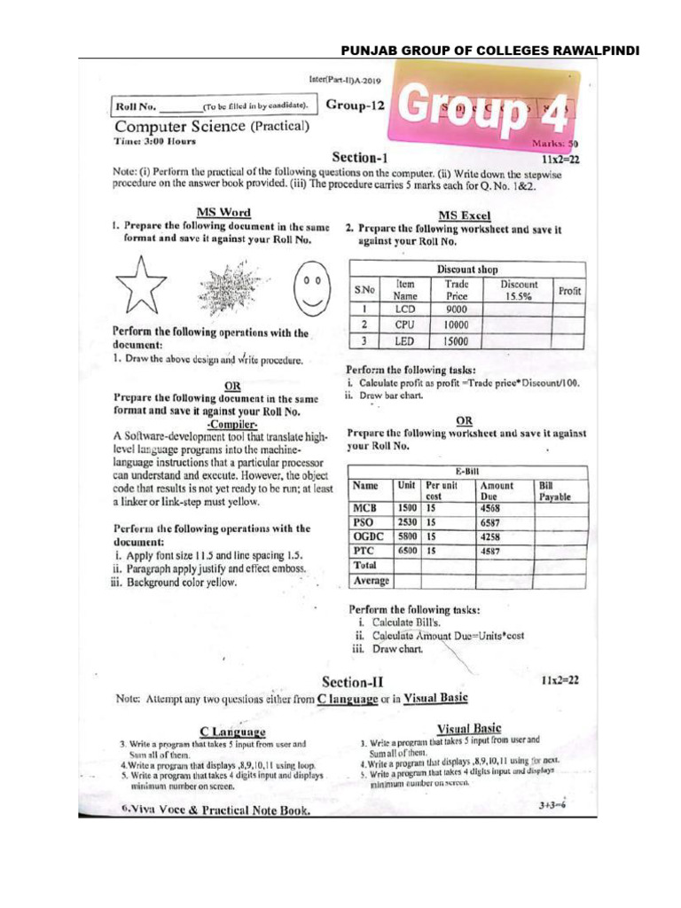 Updated ICS - II C.S Practical Model Paper | PDF | Microsoft Excel ...