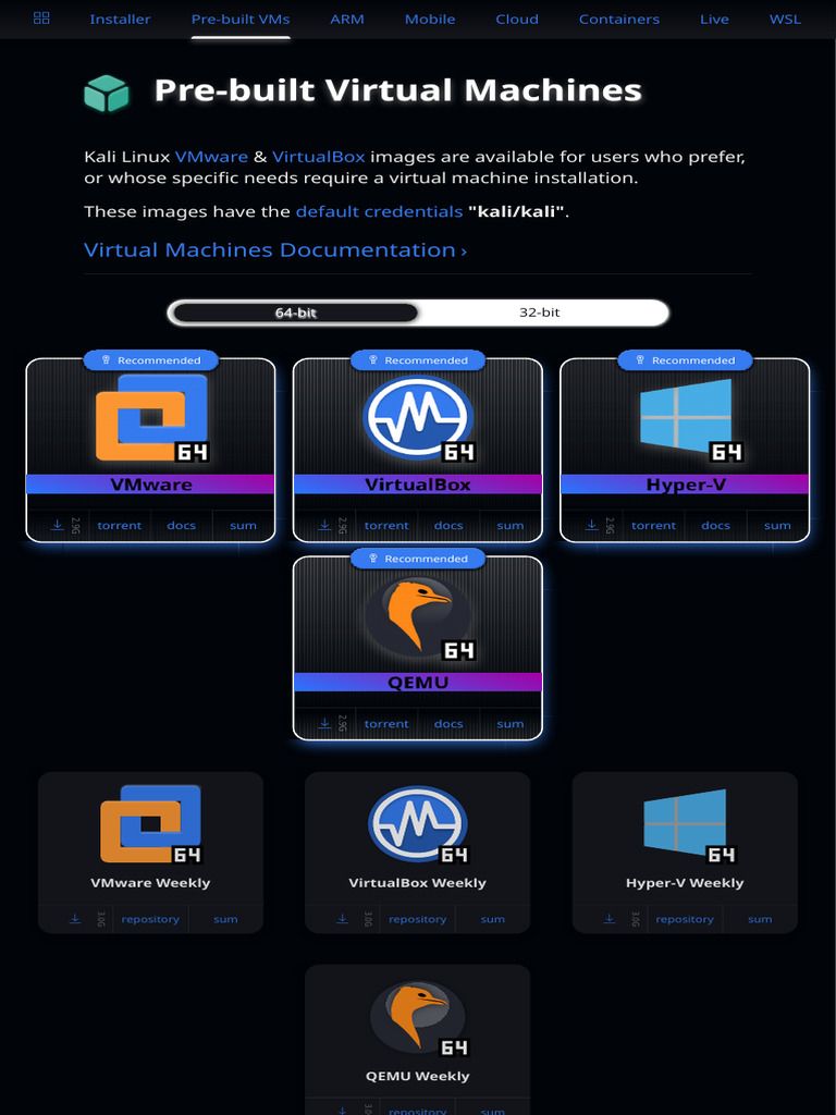 Kali Linux Virtual Machine Images | PDF