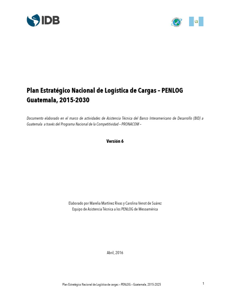 Plan Estrategico Nacional de Logistica de Cargas | PDF | Logística | Guatemala