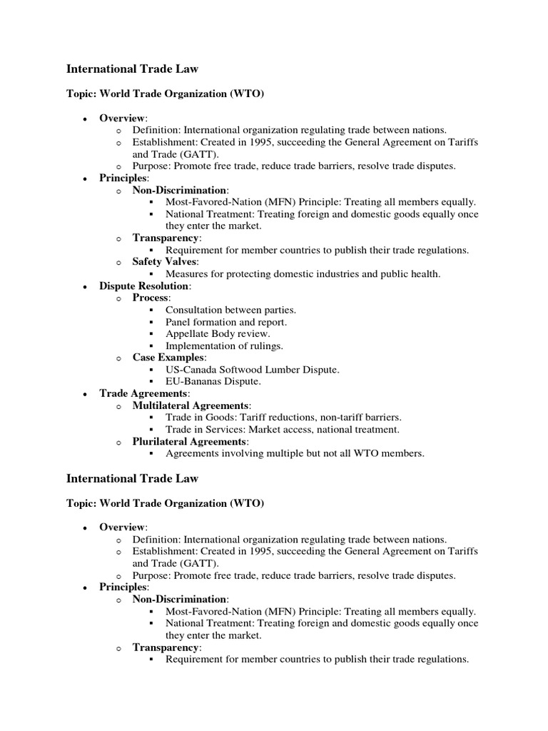 International Trade Law | PDF | World Trade Organization | Most ...