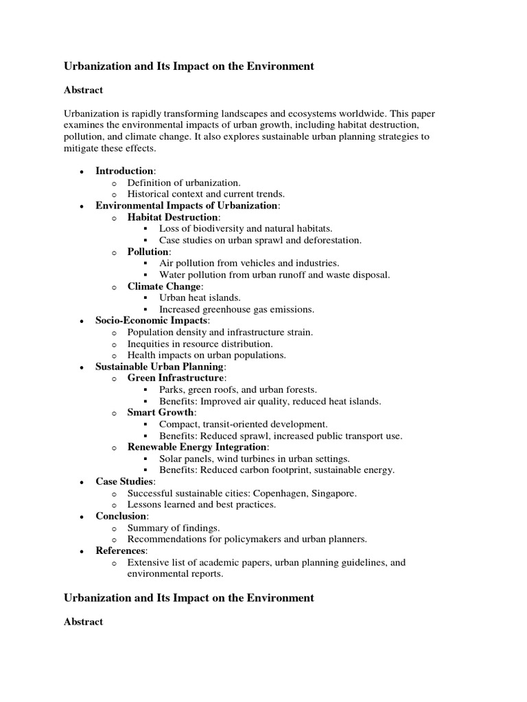 Urbanization and Its Impact On The Environment | PDF | Sustainable City | Climate Change Mitigation