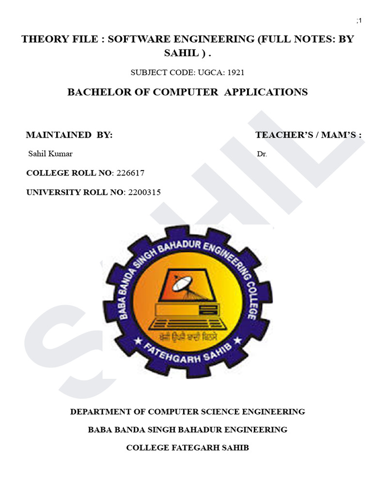 Software Engineering Theory (4th Sem) . | PDF | Software Development ...