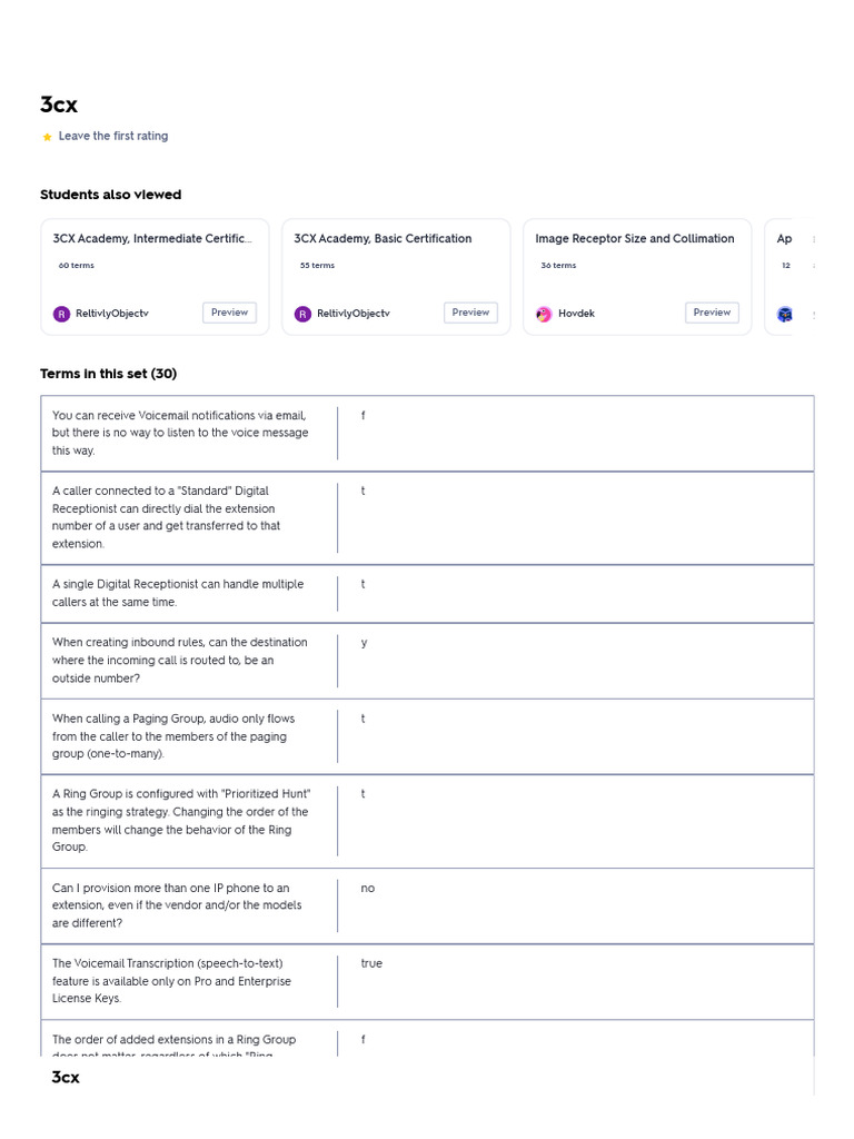 3cx Flashcards - Quizlet | PDF | Voicemail | Session Initiation Protocol