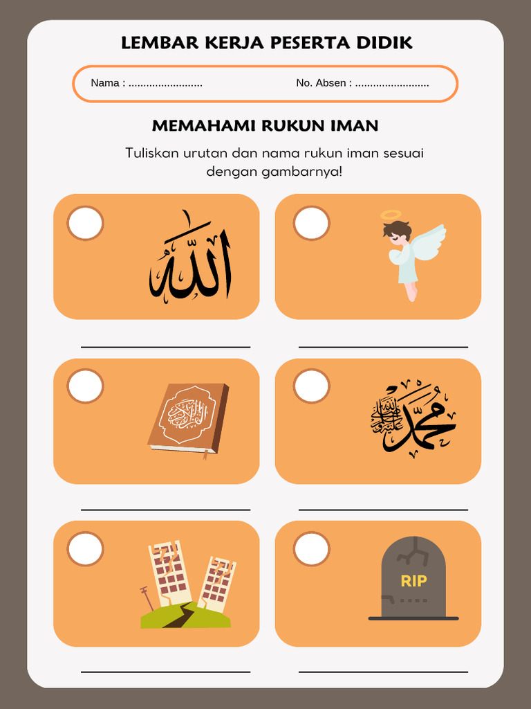 LKPD Pendidikan Agama Islam Memahami Rukun Iman | PDF | Game ...