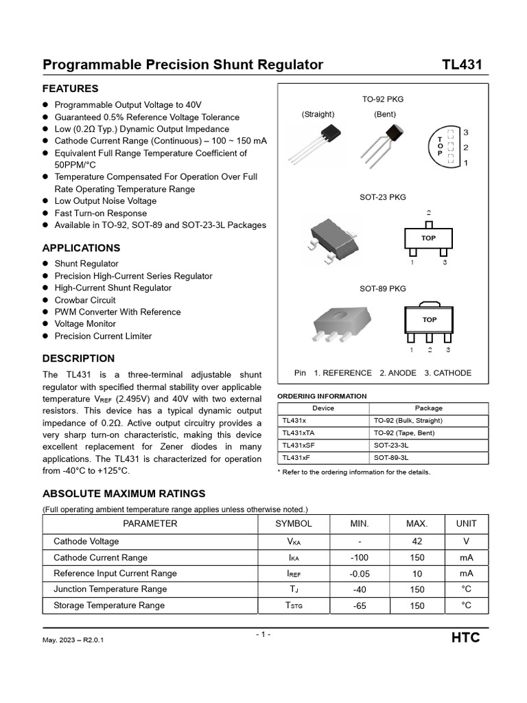 TL431 HTC | PDF | Electrical Engineering | Electronic Engineering