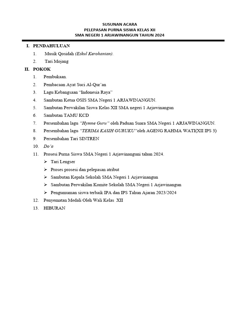 Susunan Acara Graduation 2024 Fix 2 (26-04-2024) | PDF