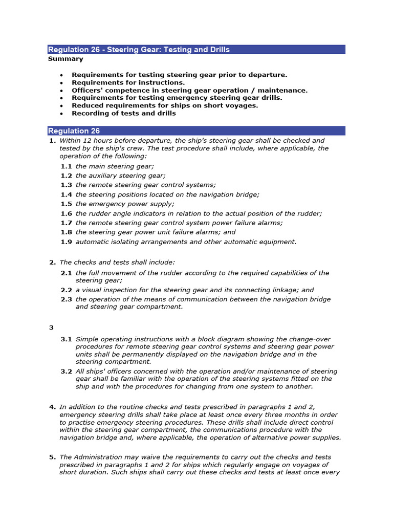 Steering Gear Testing and Drills Guide | PDF | Ships | Steering