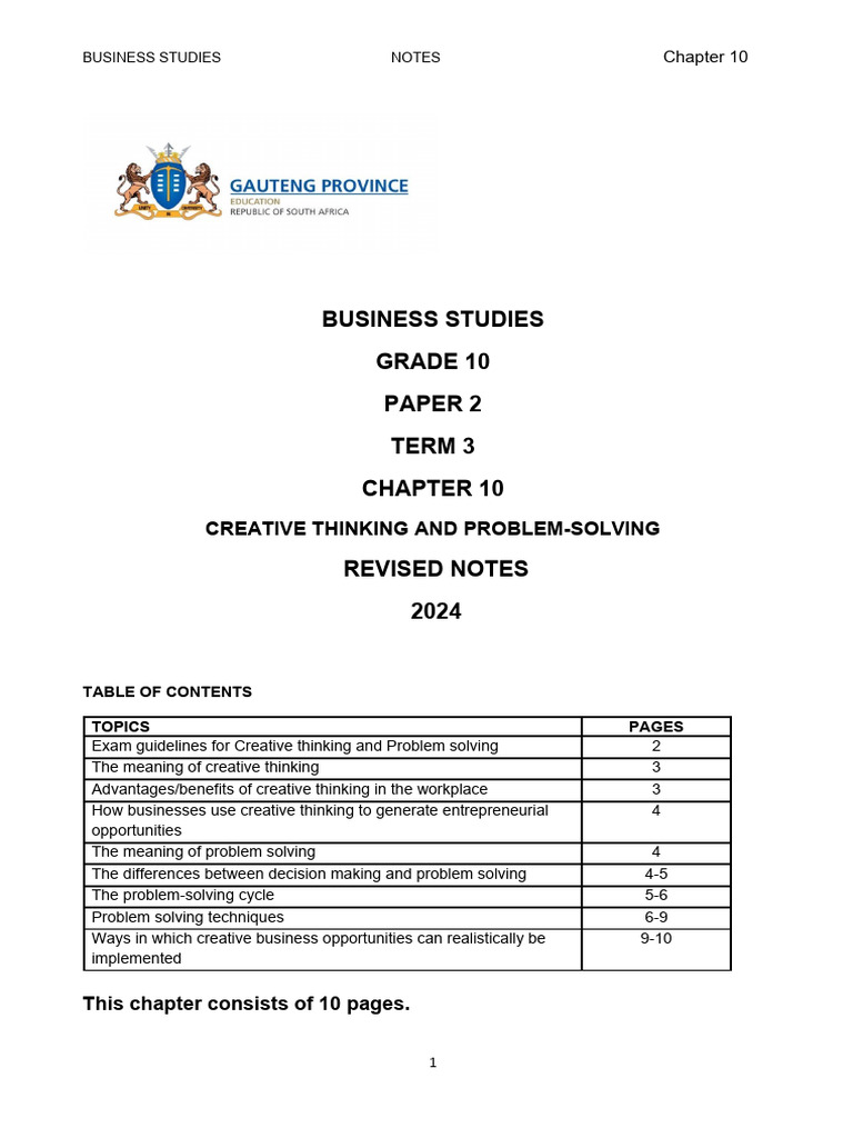 Teacher - S Copy Chapter 11 Creative Thinking and Problem Solving | PDF ...