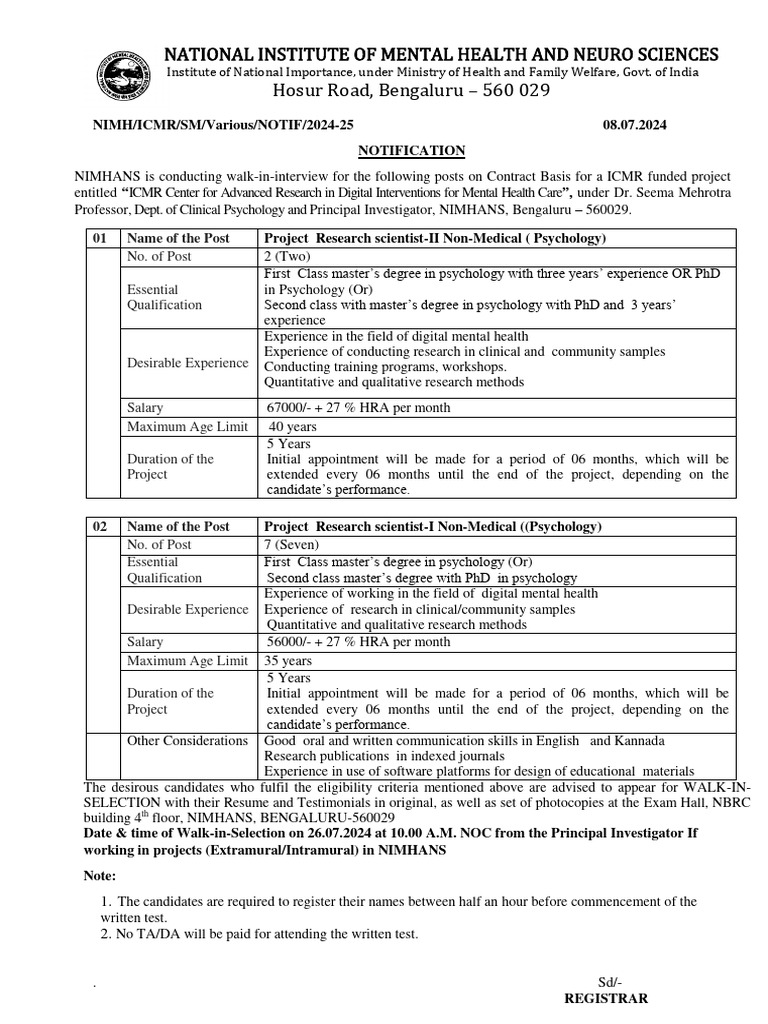 Nimhans 2 | PDF | Psychology | Doctor Of Philosophy
