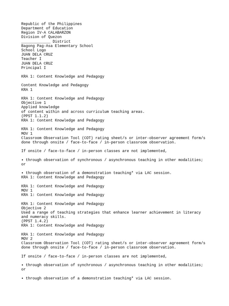 E-Rpms Portfolio (Design 4) 2023-2024 - Depedclick | PDF | Learning | Pedagogy