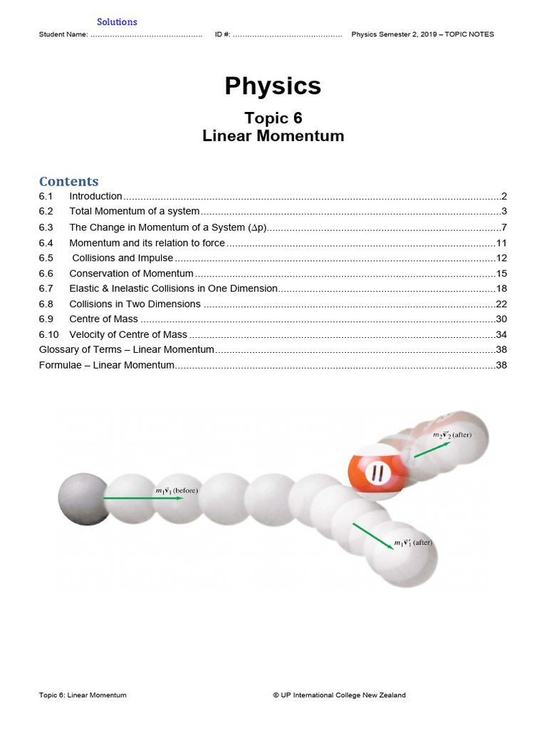 Linear Momentum Physics Notes | PDF | Momentum | Force