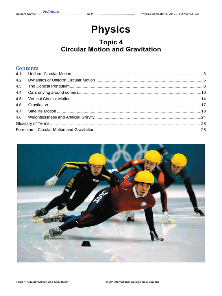 Topic 4 Notes Circular Motion and Gravitation Sem 2 2019 Soln | PDF ...