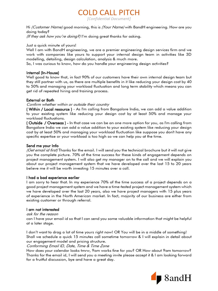 Cold Call Pitch | PDF | Business Economics | Economies