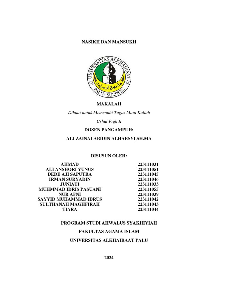 Konsep Nasikh dan Mansukh dalam Fiqh | PDF