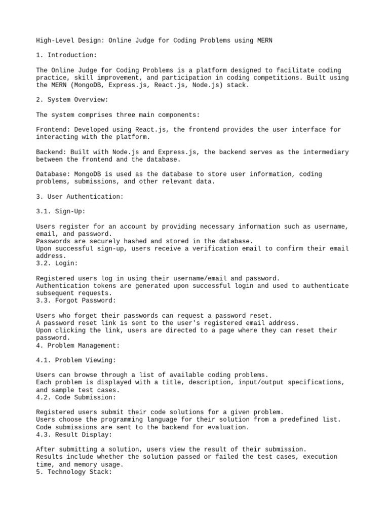 High-Level Design Online Judge | PDF | Password | User (Computing) High-Level Design Online Judge | PDF | Password | User (Computing)
