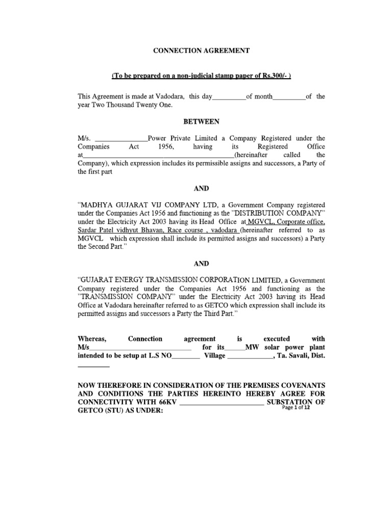 Connection Agreement | PDF