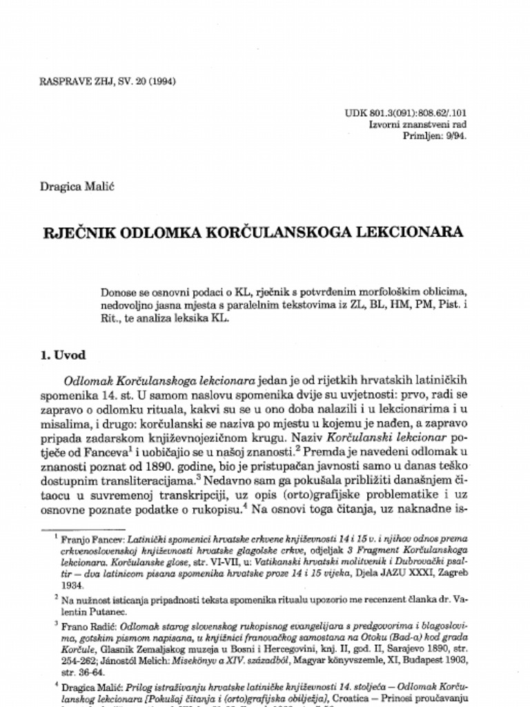 Korculanski Lekcionar Rijecnik | PDF
