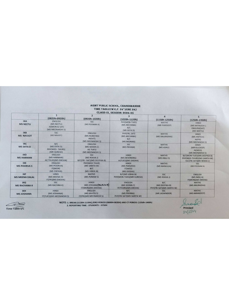 Extra Classes Time Table | PDF