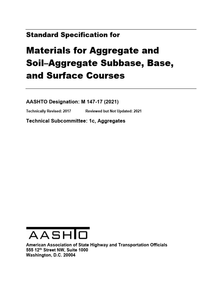 Aashto M147-17 (2021) | PDF | Construction Aggregate | Gravel