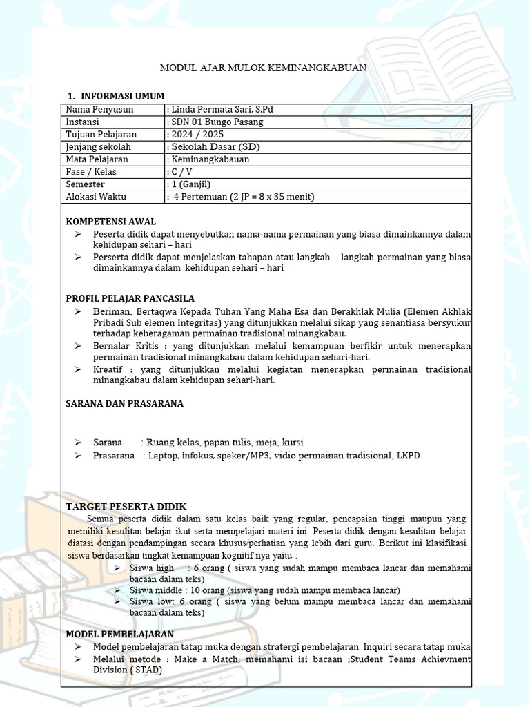 Linda Permata Sari - Modul Mulok Kelas 5 CP 4 SDN 01 Bps | PDF