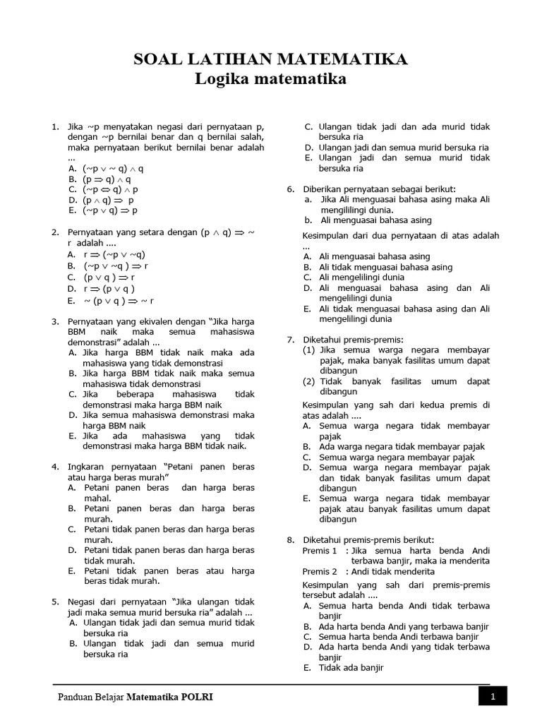 Soal Latihan Logika Matematika | PDF