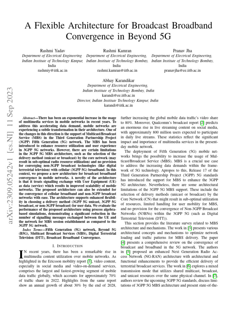 A Flexible Architecture For Broadcast Broadband Co | PDF | Computer Network | Multicast