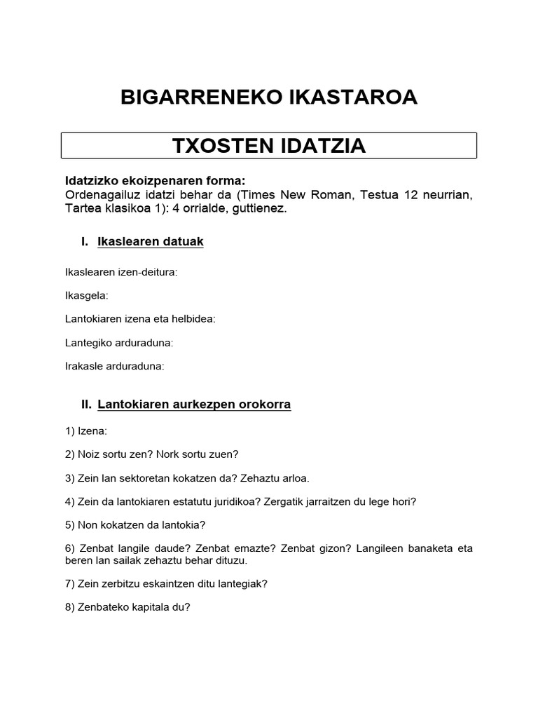 Bigarreneko Ikastaroa PDF | PDF