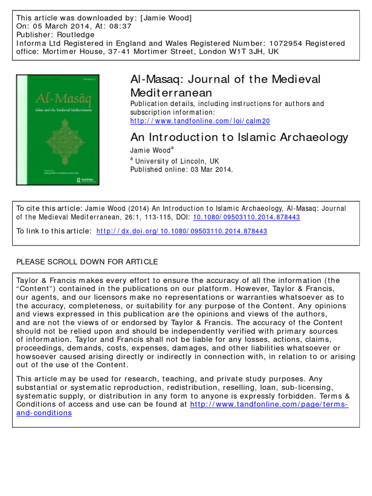 An Introduction to Islamic Archaeology | PDF | Archaeology | Books
