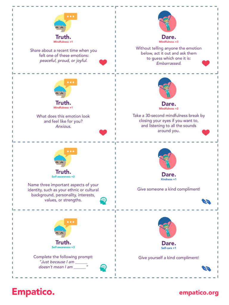 Empathy Truth Or Dare Cards Pdf