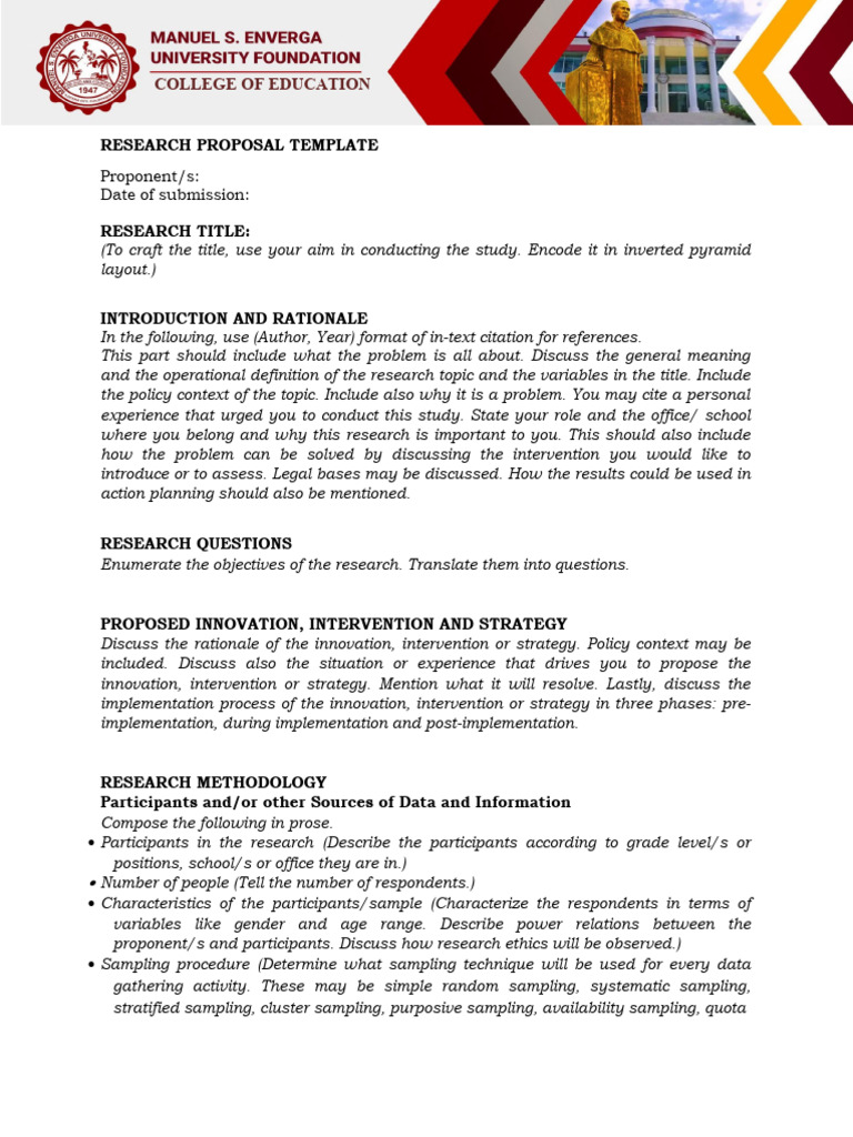 RESEARCH PROPOSAL TEMPLATE v1 | PDF | Sampling (Statistics) | Data