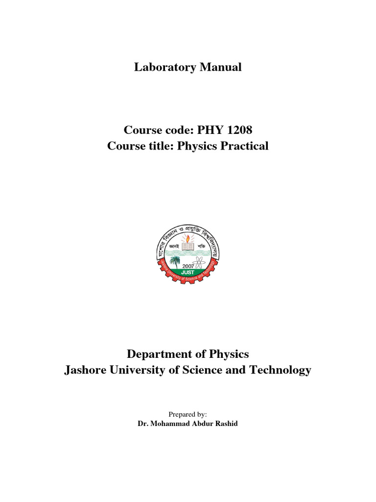 Physics Practical Lab Manual | PDF | Pendulum | Metrology