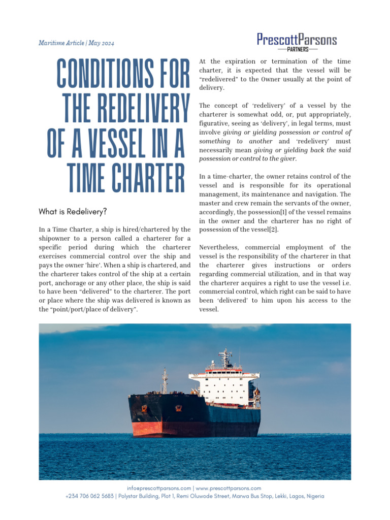 Conditions For The Redelivery of A Vessel in A Time Charter - Busa Inem ...
