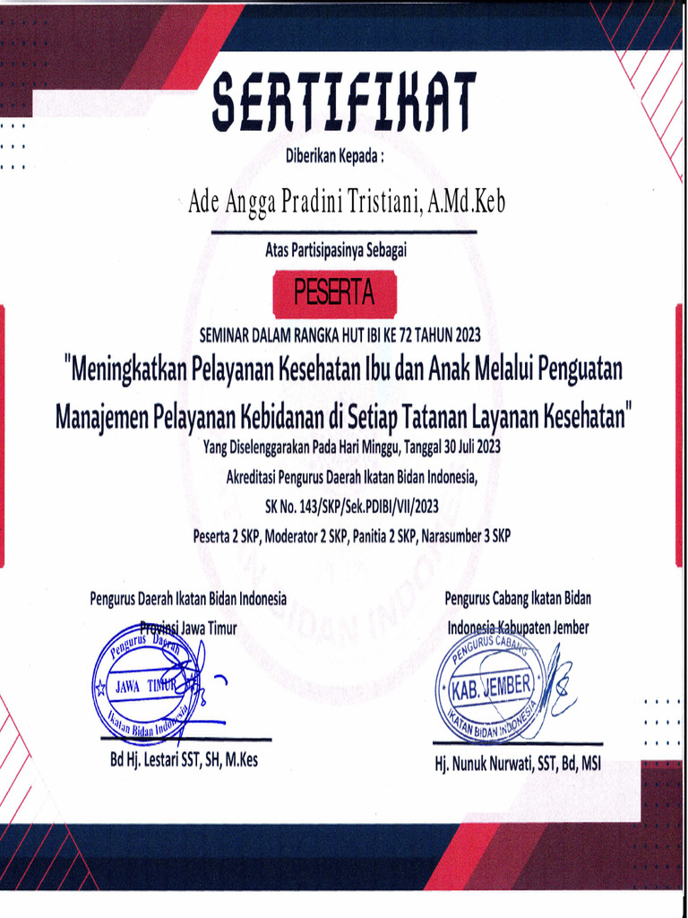 Ade Angga Pradini Tristiani, A.Md - Keb | PDF