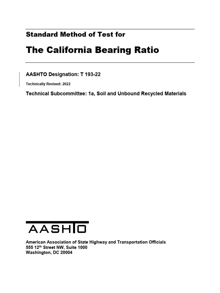 AASHTO T193-22 | PDF | Density | Deformation (Engineering)