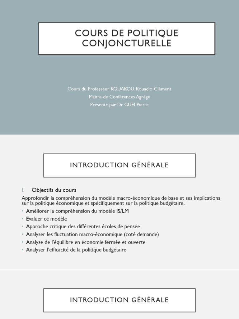 Cours de Politique Conjoncturelle - Final - 2024 | PDF | Keynésianisme ...