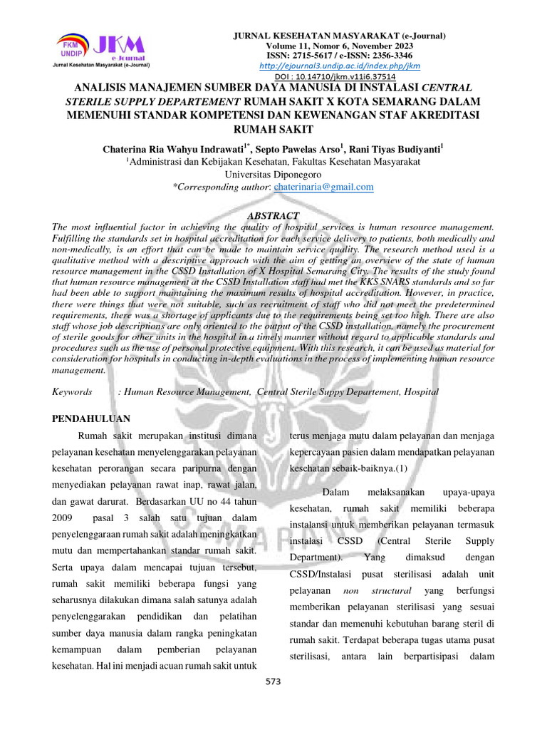 Jurnal CSSD Analisis MSDM | PDF