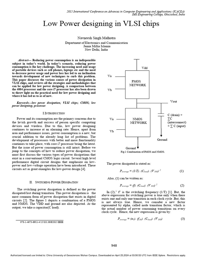 Low Power Designing in VLSI Chips | PDF | Cmos | Mosfet