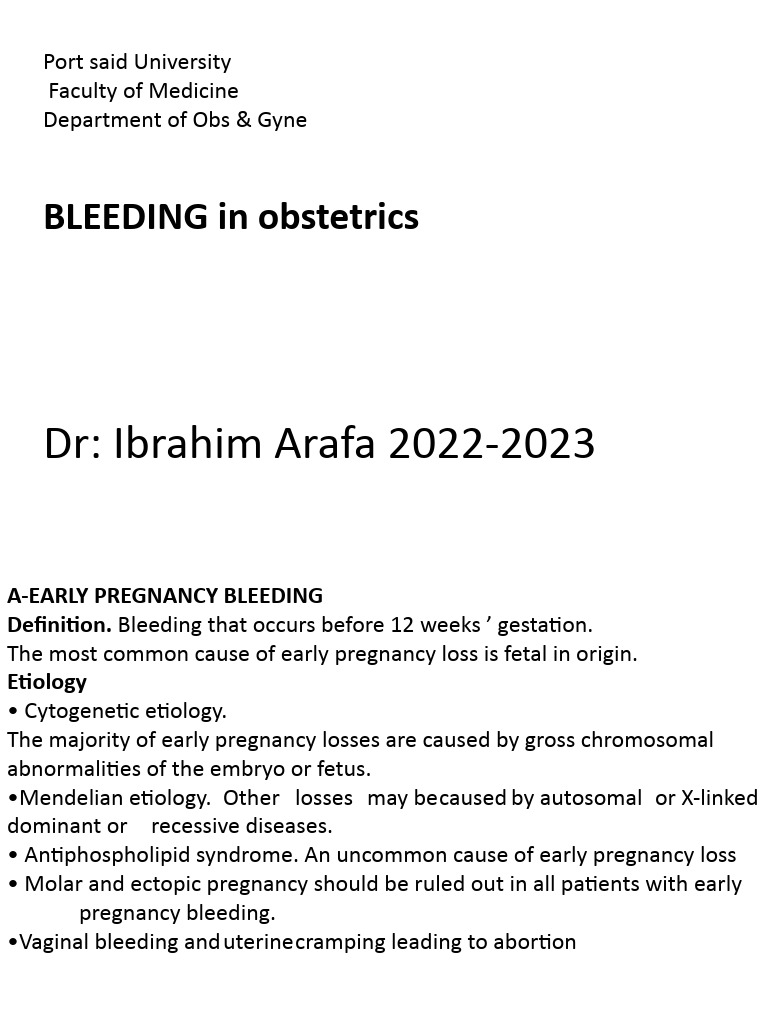 Bleeding in Obstetrics طلبة تمريض | PDF | Miscarriage | Placenta