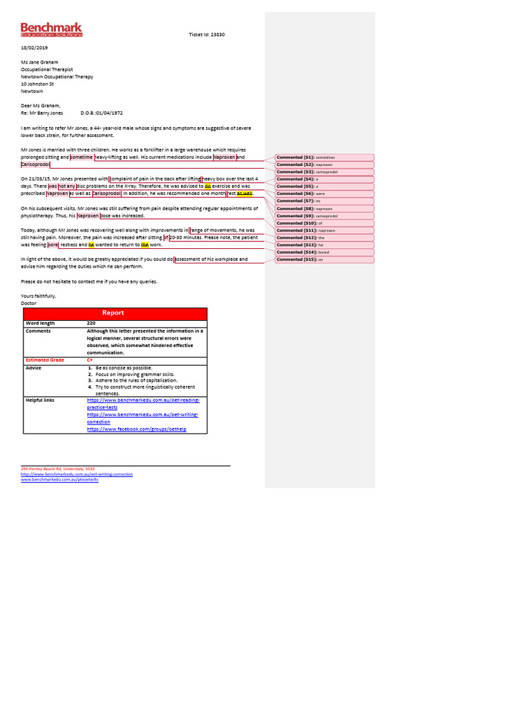Benchmark Writing OET 2 | PDF | Clinical Medicine | Health Care