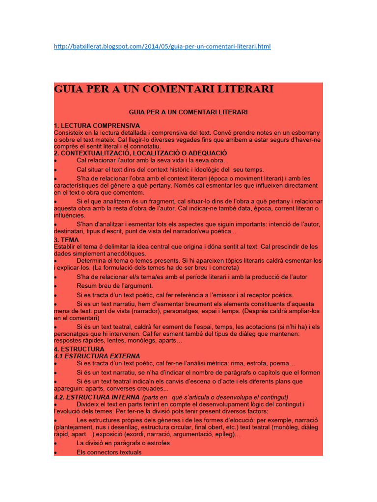 Comentari de Text | PDF