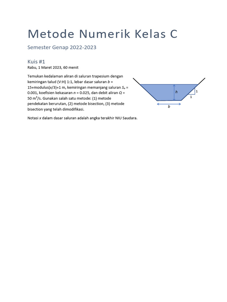 Metode Numerik Kelas C: Semester Genap 2022-2023 | PDF