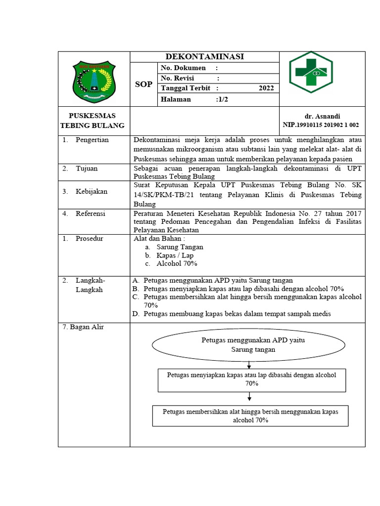 Sop Dekontaminasi | PDF