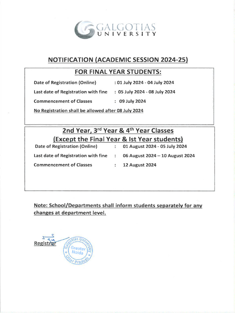 Notification (Academic Session2024-25) | PDF
