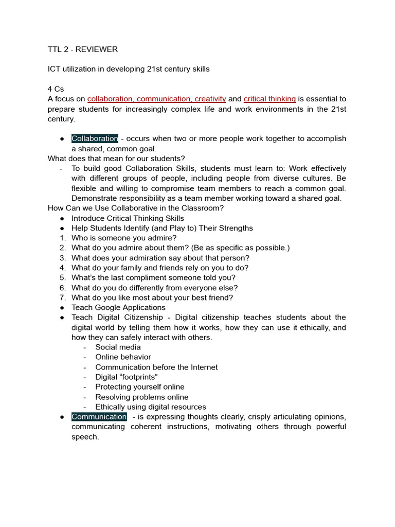 TTL 2 - Reviewer | PDF | Project Based Learning | Learning