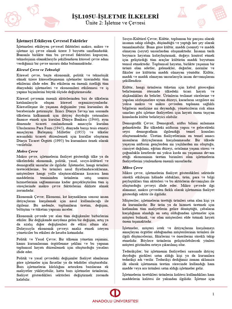 İşl105U-İşletme İlkeleri | PDF