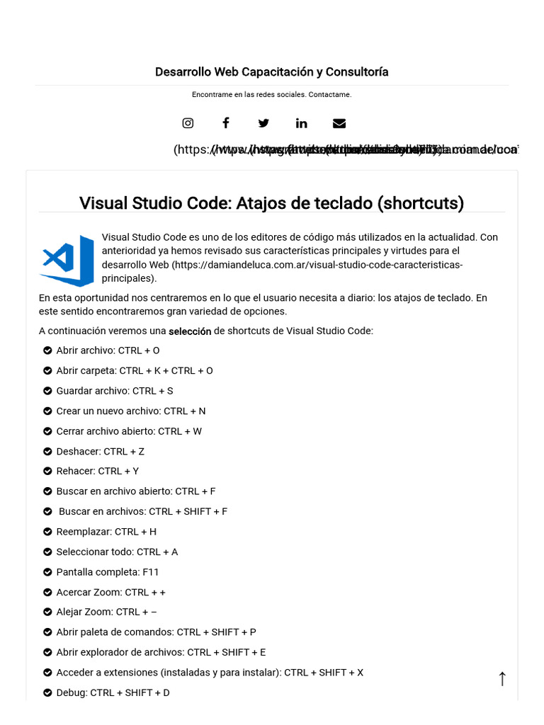 Visual Studio Code - Atajos de Teclado (Shortcuts) - Damián de Luca ...