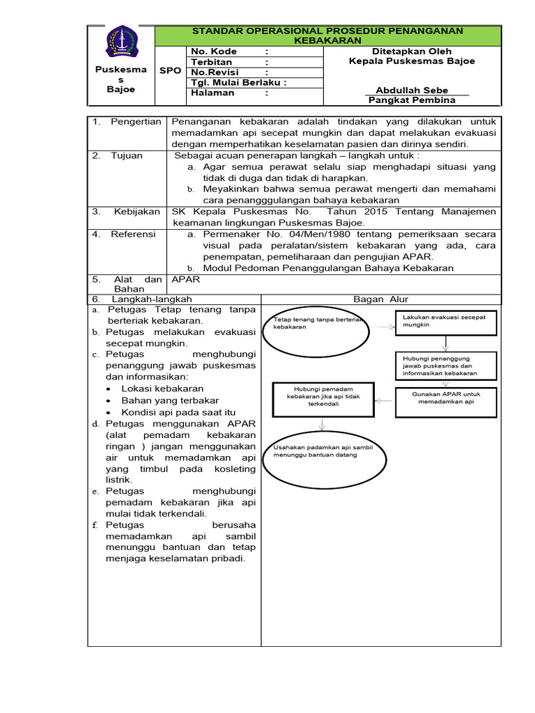 Standar Operasional Prosedur Penanganan Kebakaran | PDF